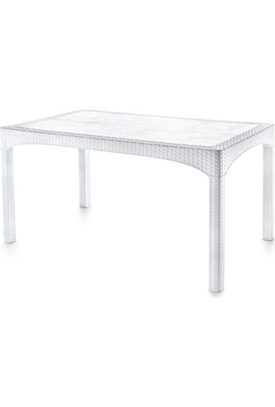 Omnipazar SY-2587 Beyaz Rattan Dikdörtgen Kapalı Masa 44177