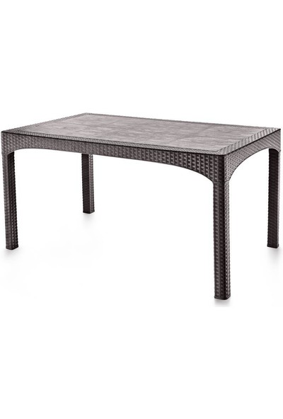 Omnipazar SY-2587 Kahverengi Rattan Dikdörtgen Kapalı Masa 37535