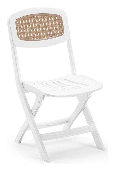 Omnipazar SY-2530 Katlanır Lüks Plastik Sandalye Beyaz
