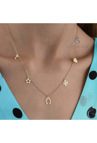 Else Silver 925 Ayar Gümüş Nal Sallantılı Şans Kolyesi
