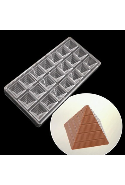 Elitparti Polikarbon Çikolata Kalıbı 3D Piramit (21 Göz) - Polikarbon Çikolata Kalıbı 3D (Piramit)