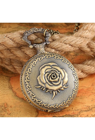 Hediyesahibi Gül Görünümlü Orta Boy Kuvars Köstekli Kolye Saat Hediyesahibi Gül Görünümlü Orta Boy Kuvars Köstekli Kolye Saat