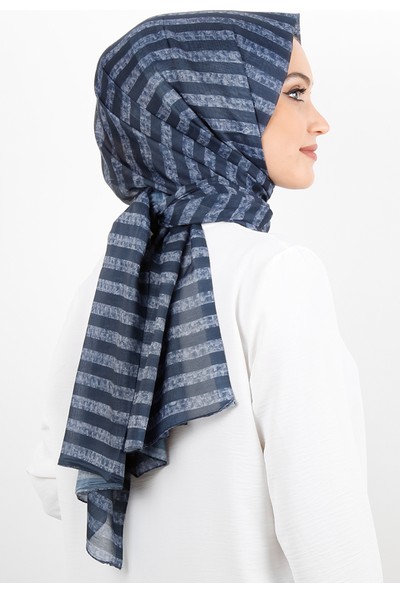 Renkli Butik Renklibutik Bayan Tesettür Çizgili Pamuklu Şal