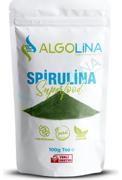 Algolina Spirulina Tozu 100 gr Algolina Spirulina Tozu 100 gr