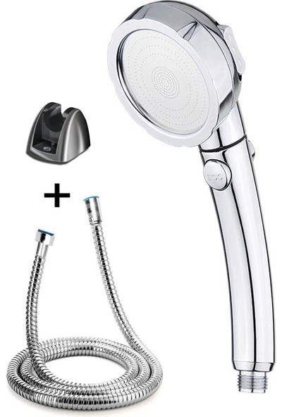 Berev Su Tasarruflu 3 Fonksiyonlu Aç/kapa Butonlu Hortum Mafsal Duş Başlığı Set Berev Su Tasarruflu 3 Fonksiyonlu Aç/kapa Butonlu Hortum Mafsal Duş Başlığı Set
