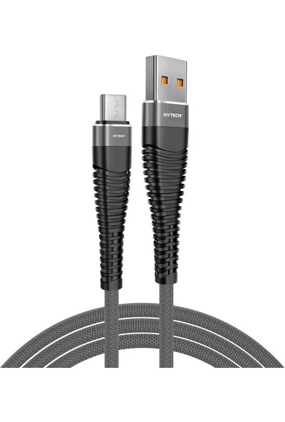 Hytech HY-X2252M 3A Micro USB 2m Gri Data + Sarj Kablosu Hytech HY-X2252M 3A Micro USB 2m Gri Data + Sarj Kablosu