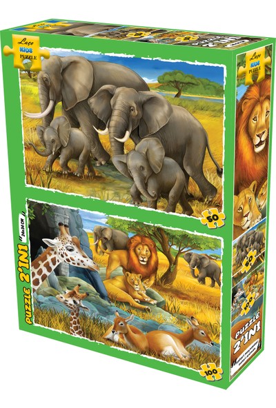 Laço Kids Safari Hayvanlar 2ın1 Puzzle 50-100 Parça Laço Kids Safari Hayvanlar 2ın1 Puzzle 50-100 Parça