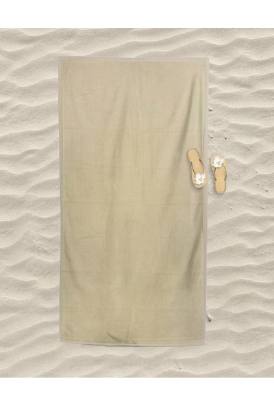 Dry&More Doğa Dostu Baskısız Açık Bej Düz Renk Plaj Havlusu