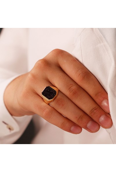 Adil Idil Kuyumculuk Mor Renk Parıltılı Erkek Yüzük