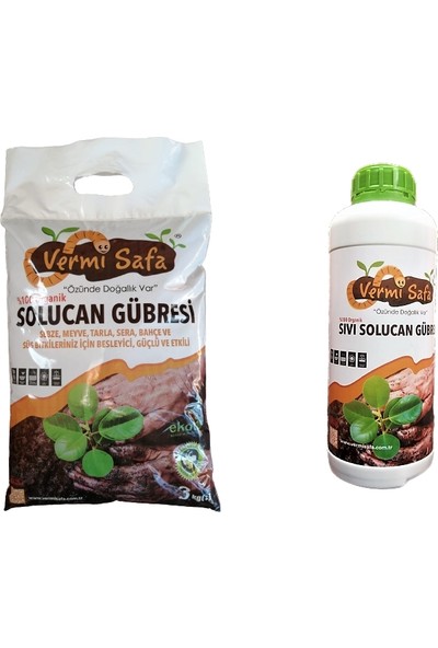 Vermisafa Organik Solucan Gübresi 3 kg Katı + 1 Lt Sıvı
