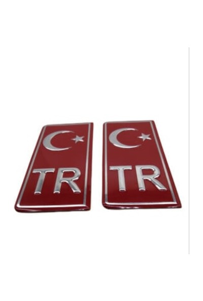 Auto Market Tr Plaka Arması Sticker Kırmızı 2'li