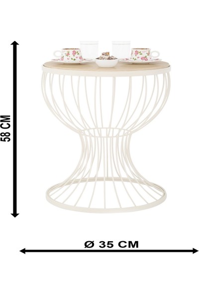 Begüsa Tarz 2 Yönlü Krem- Akça Sehpa