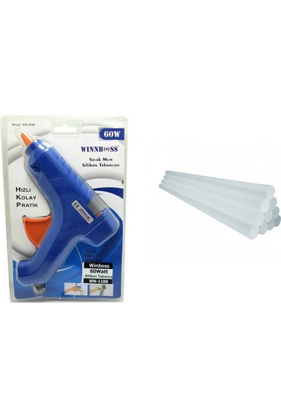 Winboss Sıcak Slikon Tabancası 60 Watt & 10'lu Silikon Çubuk