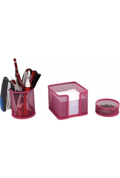 Drt Perfore Pembe Metal Masa Üstü Seti 3'lü Drt Perfore Pembe Metal Masa Üstü Seti 3'lü