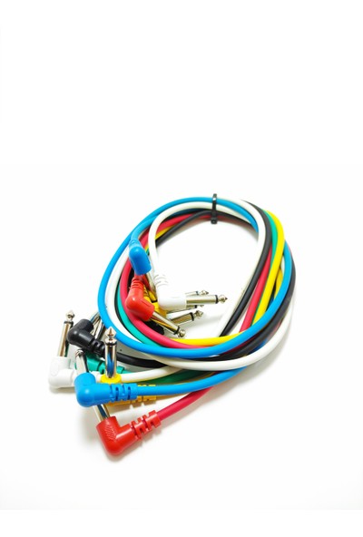 Estello 1 mt 6.3 mm L Tipi Mono Çivi Jak 6 Lı Renkli Set Kablo Estello 1 mt 6.3 mm L Tipi Mono Çivi Jak 6 Lı Renkli Set Kablo