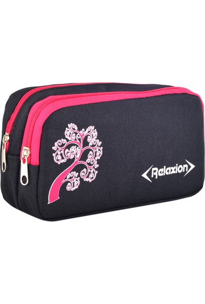 Relaxion Çift Bölmeli Pembe Ağaç Desenli Kalemlik 116