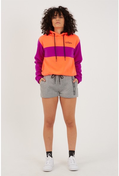 Steps Kapüşonlu Bel Lastikli Turuncu Kadın Polar Sweatshirt Steps Kapüşonlu Bel Lastikli Turuncu Kadın Polar Sweatshirt