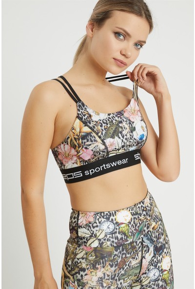 Steps Safari Desen Çapraz Ip Askılı Spor Büstiyer