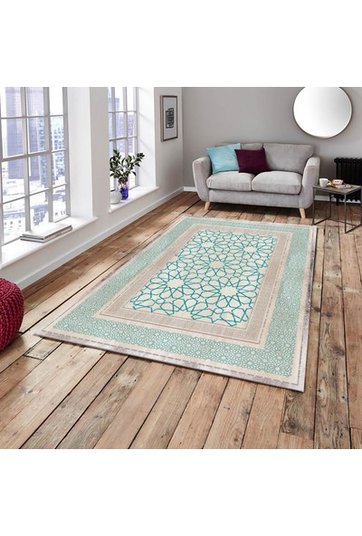 Meka Home Halı Örtüsü Mavi Çini