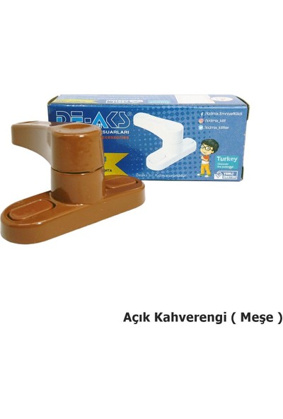 Eym Deaks Pvc Kapı Pencere Çocuk Emniyet Güvenlik Kilidi Çekmeli Metal Açık Kahverengi