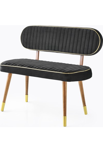 Evistro Sırtlı Bench Puf Ahşap Retro Ayaklı Siyah Evistro Sırtlı Bench Puf Ahşap Retro Ayaklı Siyah