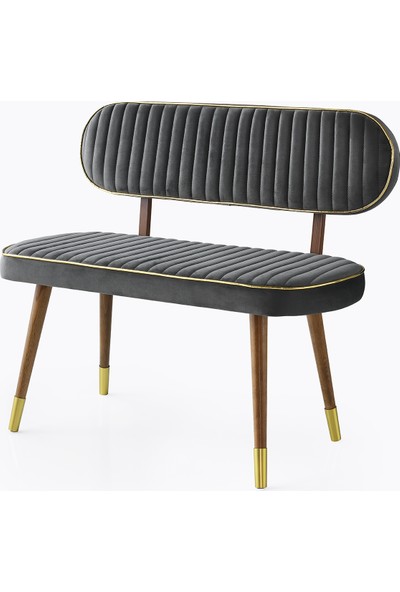 Evistro Sırtlı Bench Puf Ahşap Retro Ayaklı Gri Evistro Sırtlı Bench Puf Ahşap Retro Ayaklı Gri