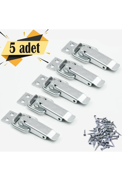 Badem10 Gergi Mandalı Sandık Klipsi Küçük Boy Çelik Kaput Kilidi (5 Adet)