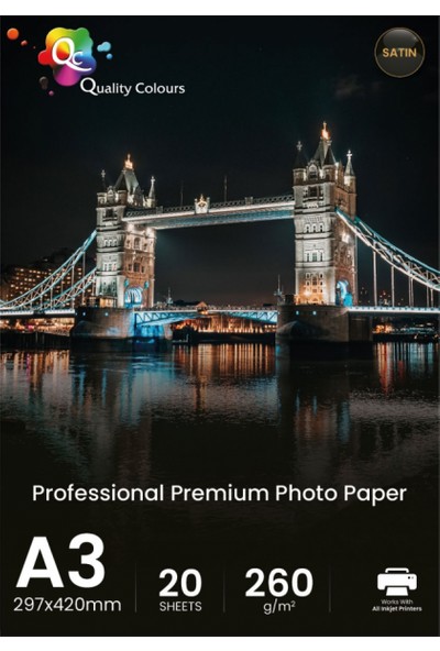QC A3 Fotoğraf Kağıdı 260GR Satin Qc 20 Yaprak
