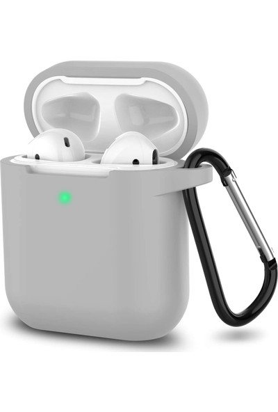 Bilişim Aksesuar Airpods Silikon Kılıf Yumuşak 360 1 ve 2 Nesil Gri