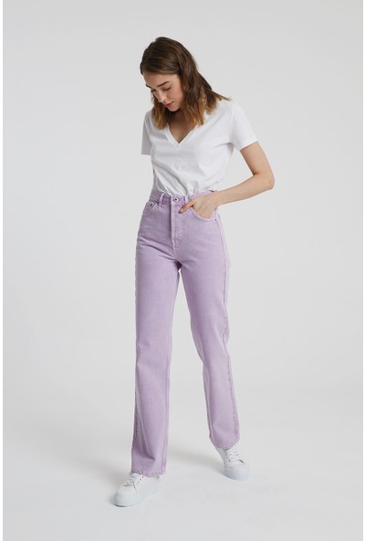 Cross Jeans Diana Lila Rengi Yüksek Bel Dad Straight Fit Pantolon C 4517-006 Cross Jeans Diana Lila Rengi Yüksek Bel Dad Straight Fit Pantolon C 4517-006