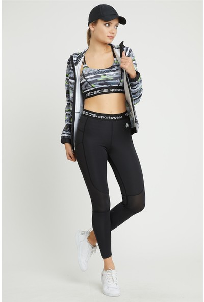 Steps Tekno Desen Kapüşonlu Kanguru Cepli Kadın Eşofman Üstü Steps Tekno Desen Kapüşonlu Kanguru Cepli Kadın Eşofman Üstü