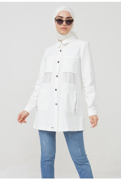 Setrms Cep Püskül Detaylı Kot Ceket