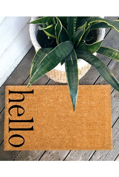 Fekarehome Dikey Hello Yazılı Paspas (45X80 Cm)