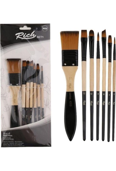 Rich Set1 Profesyonel Karma Fırça Seti 7'li - Set 1 Resim Fırçası