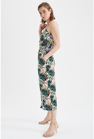 DeFacto Askılı Desenli Midi Tulum T9659Az21Sm