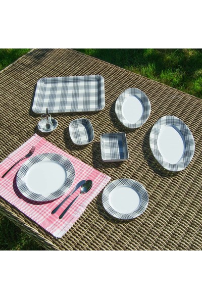 Gültaş Melamin 4 Kişilik 18 Parça Melamin Piknik Seti - Ekose