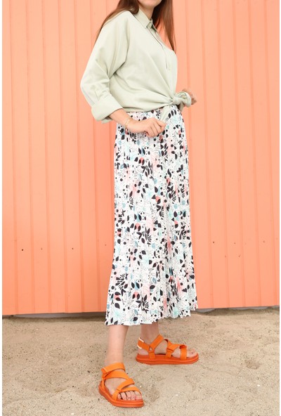 Ekrumoda Beli Lastikli Piliseli Etek