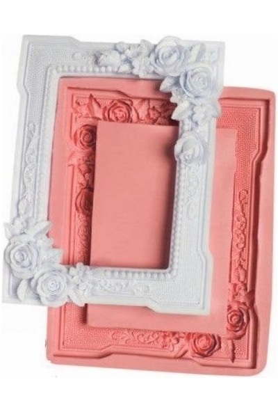 Mor Lalem Gül Çiçek Kabartmalı Çerçeve 20CM Silikon Kalıp K-061