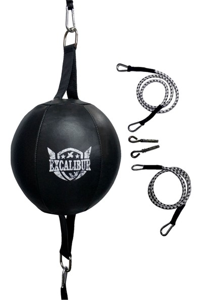 Excalibur Iki Uçlu Lastikli Boks Topu Hakiki Deri Siyah