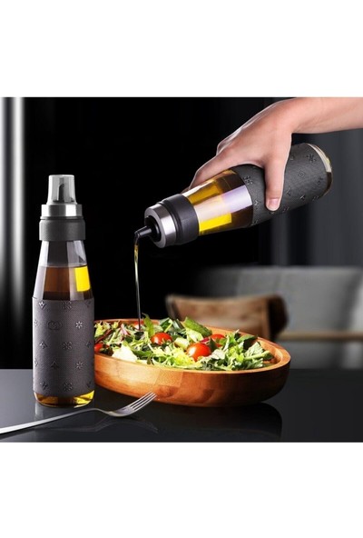 Huxo 750 ml Damlatmaz Cam Yağdanlık - Deri Kılıflı