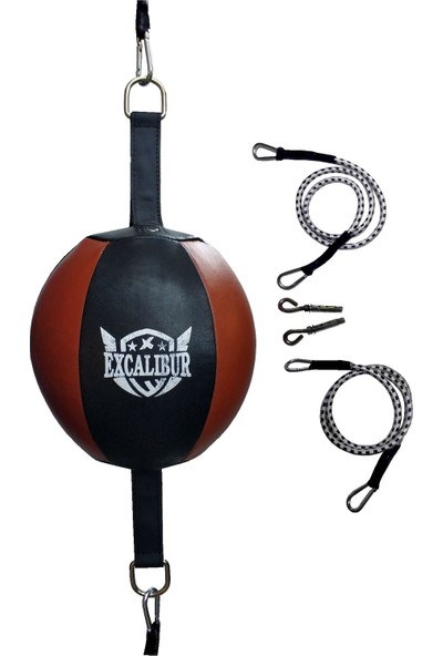 Excalibur Iki Uçlu Lastikli Boks Topu Hakiki Deri Kahve Siyah