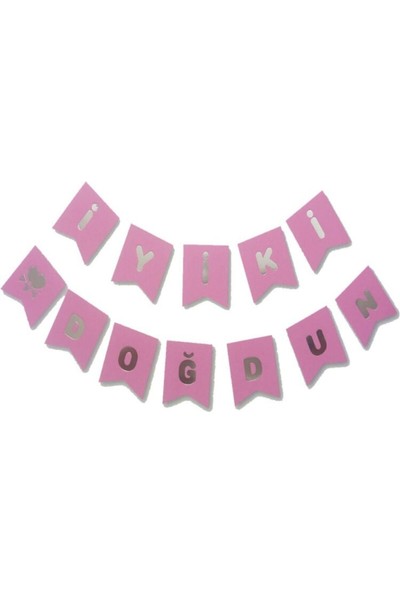 Happyland Ince Kağıt Pembe Gümüş Yıldızlı Banner Happyland Ince Kağıt Pembe Gümüş Yıldızlı Banner