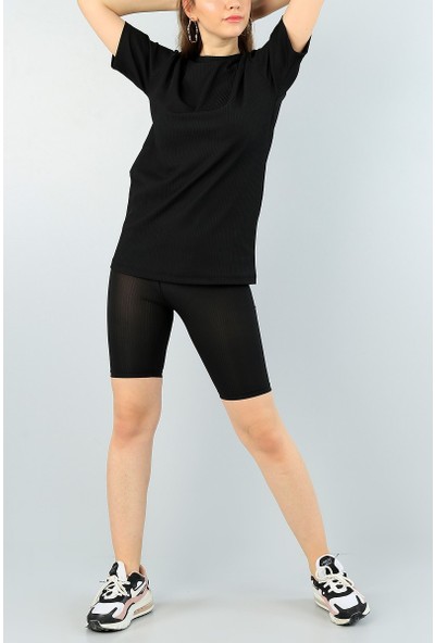 Rapapa Kadın V Kemer Şort Siyah 4118-