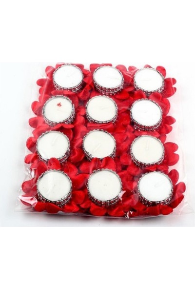 Happyland Kına Gecesi Kırmızı Nedime Kına El Mumu Gülü 12 Adet