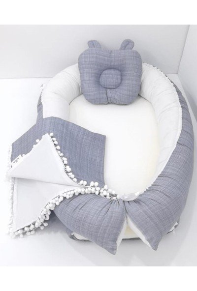 Mor Design Düz Babynest Bebek Yatak Pike Takım V6 Gri Mor Design Düz Babynest Bebek Yatak Pike Takım V6 Gri