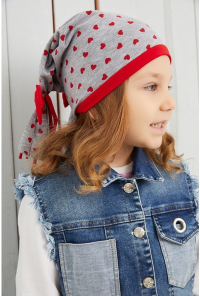 Babygiz Kız Çocuk Gri Kalp Desenli Şapka Bere Yumuşak Çift Katlı %100 Doğal Pamuklu Penye Babygiz Kız Çocuk Gri Kalp Desenli Şapka Bere Yumuşak Çift Katlı %100 Doğal Pamuklu Penye