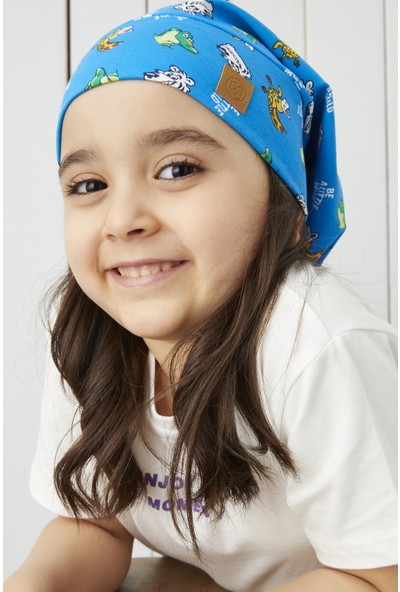 Babygiz Kız Çocuk Mavi Desenli Ip Detaylı 4 Mevsim Şapka Bere Buff -Yumuşak Doğal Penye Babygiz Kız Çocuk Mavi Desenli Ip Detaylı 4 Mevsim Şapka Bere Buff -Yumuşak Doğal Penye