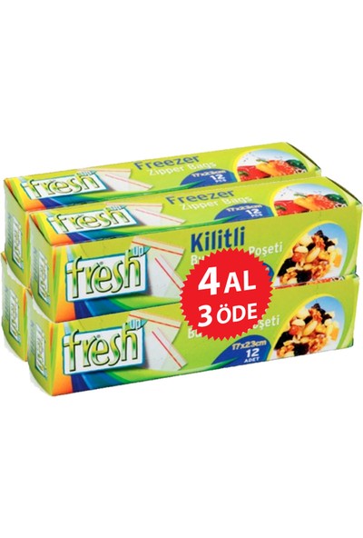 Fresh-Up Kilitli Buzdolabı Poşeti 17X23 4 Al 3 Öde Fresh-Up Kilitli Buzdolabı Poşeti 17X23 4 Al 3 Öde