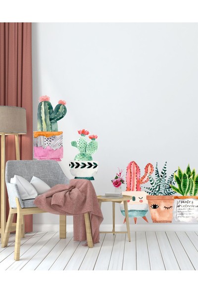 Piksel Grafik Dekoratif Saksılı Kaktüsler Duvar Stickerı Piksel Grafik Dekoratif Saksılı Kaktüsler Duvar Stickerı