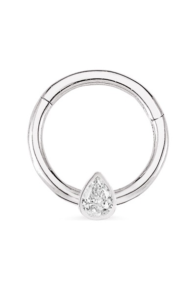 Altın Sepeti Beyaz Altın Damla Halka Tragus Piercing AS39PCR3 Altın Sepeti Beyaz Altın Damla Halka Tragus Piercing AS39PCR3